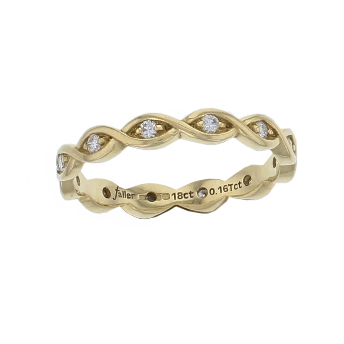 Twist Grain Set Diamond 18ct Yellow Gold Ring (2.7mm Wide) | Designer ...