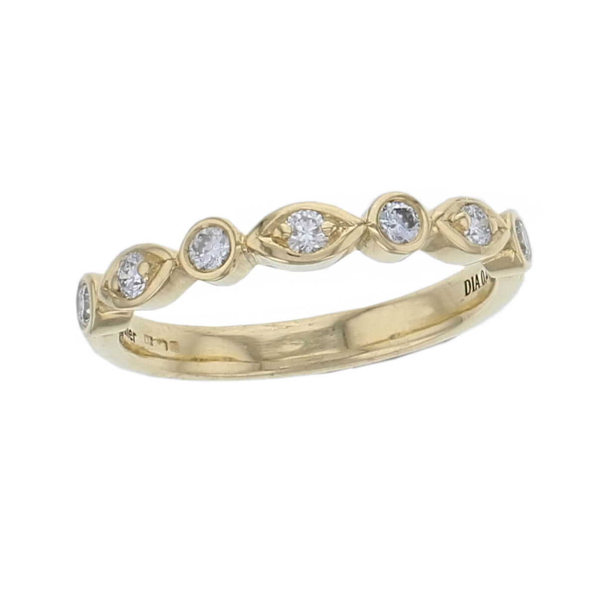 Rim & Grain Set Diamond 18ct Yellow Gold Ring (3.0mm Wide) | Designer ...